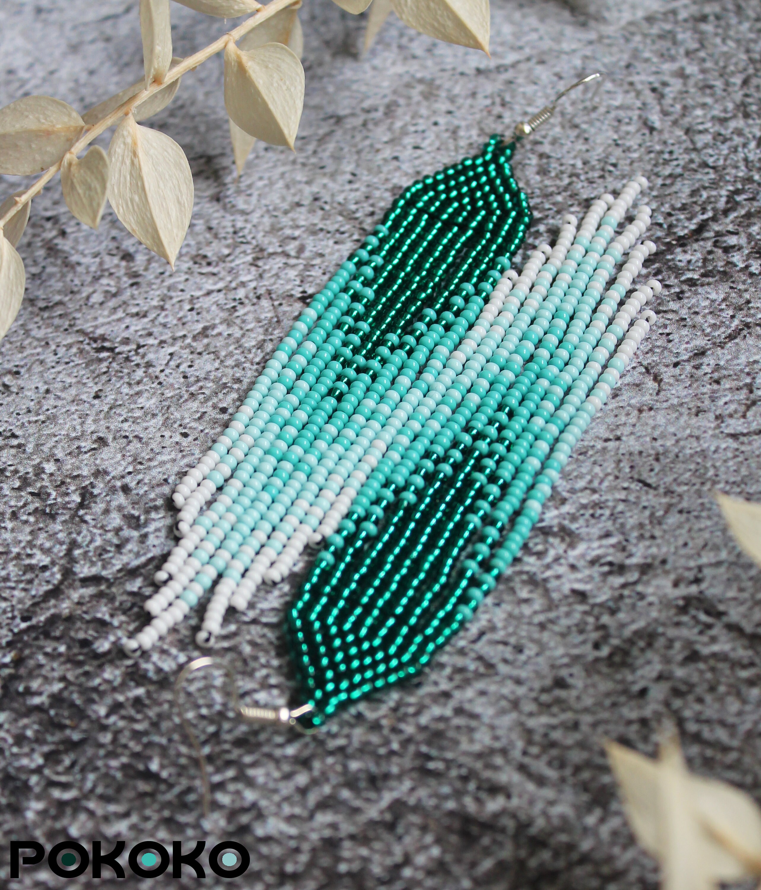 Turquoise seed bead earrings Evening brilliant shining | Etsy