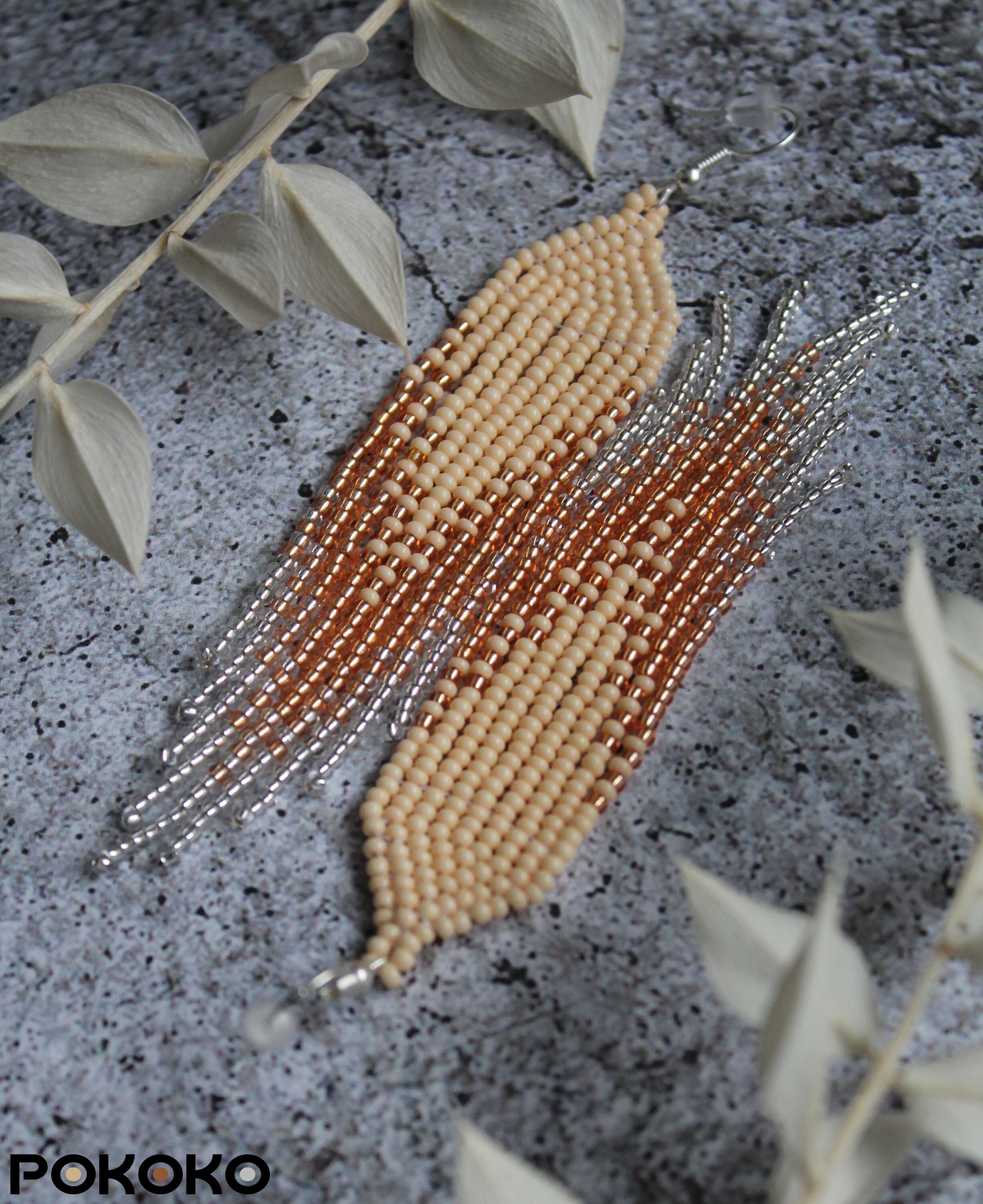 Light orange beaded earrings Evening shining luxury earrings | Etsy