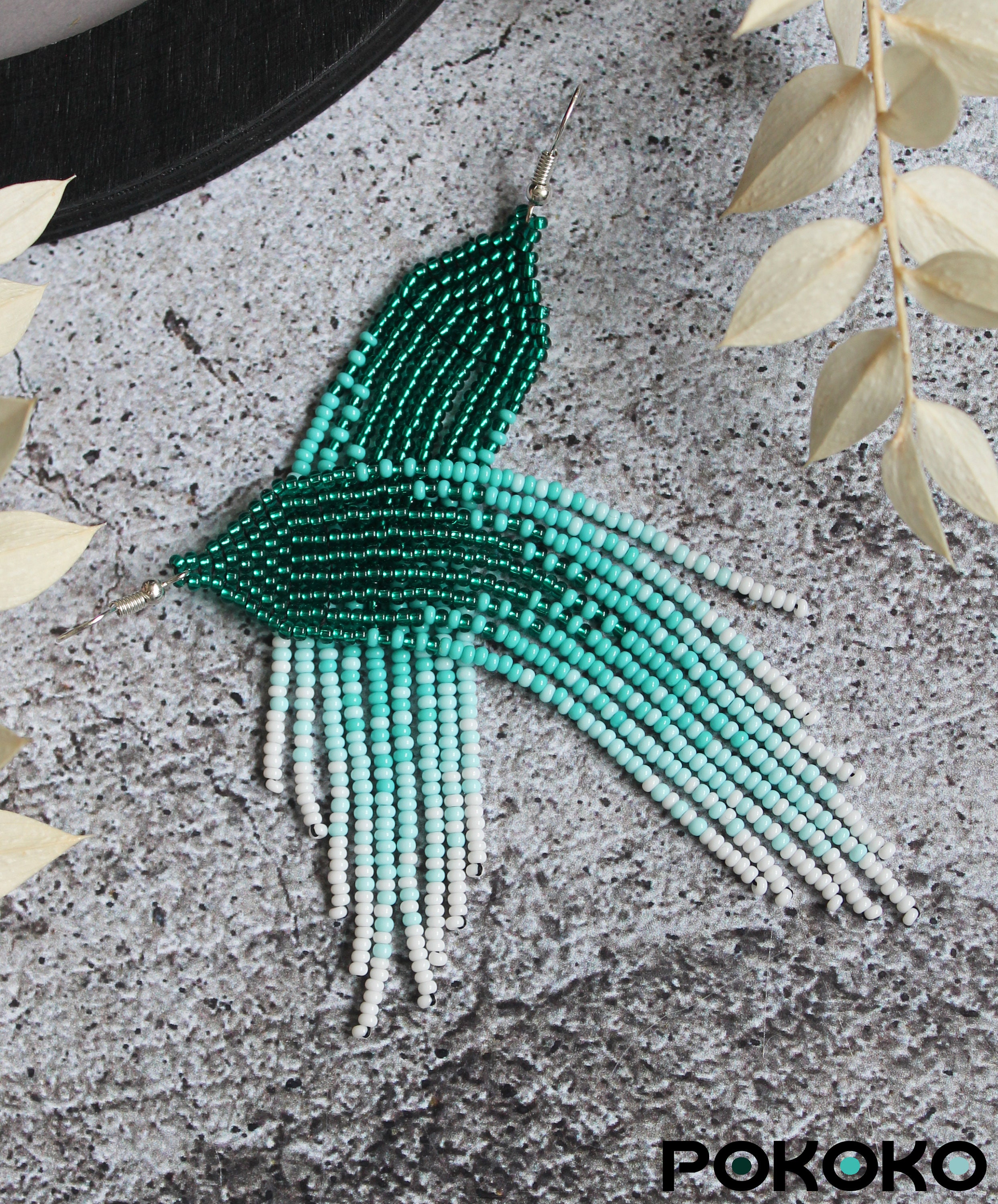 Turquoise seed bead earrings Evening brilliant shining | Etsy