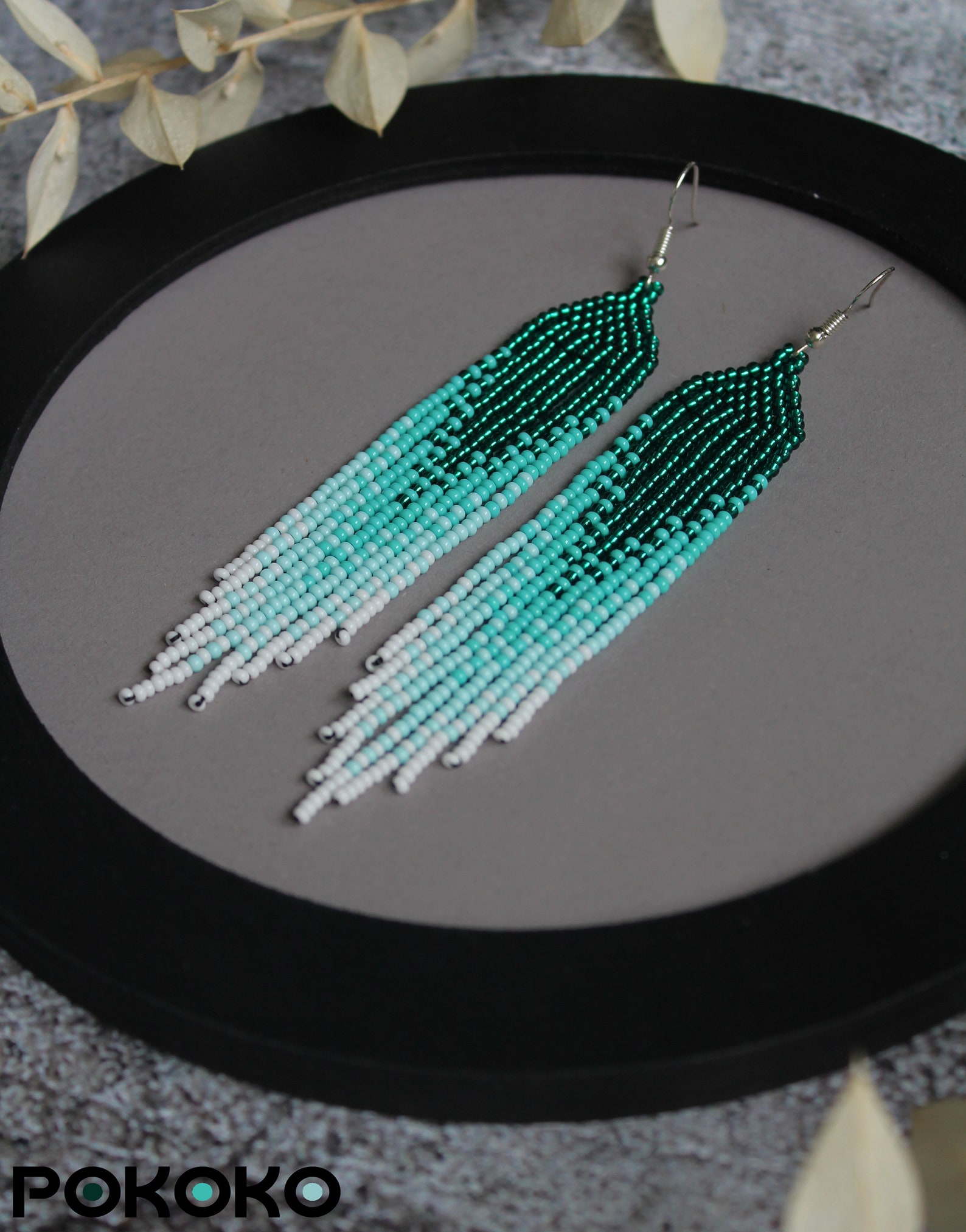 Turquoise Seed Bead Earrings Evening Brilliant Shining - Etsy