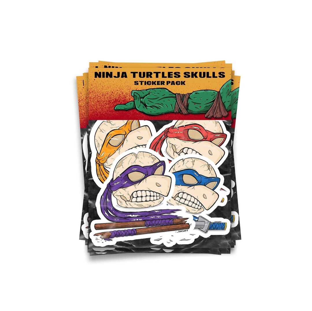 Turtle Ninja Skulls Sticker Pack 4 Stickers - Etsy