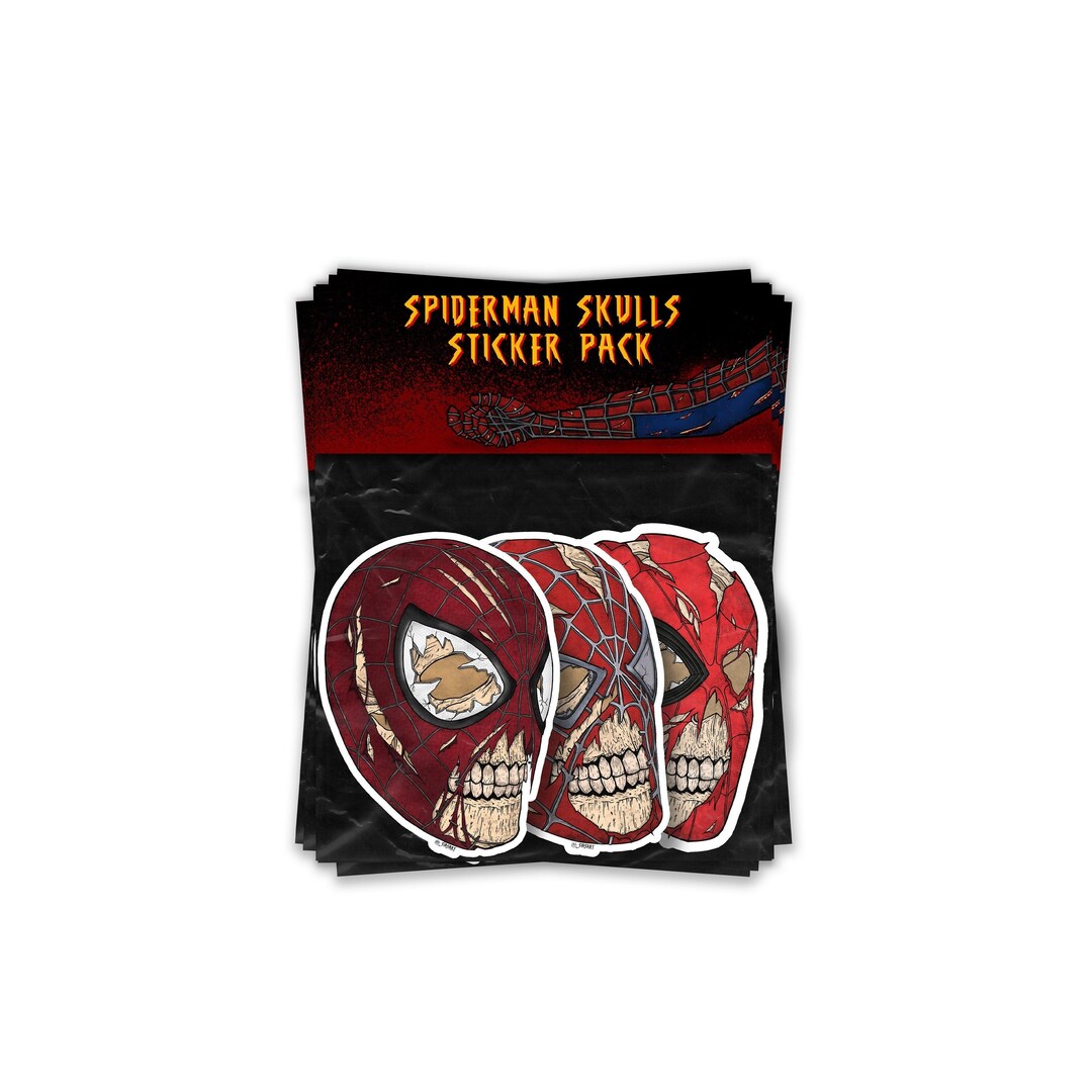 Spiderman Skulls Sticker Pack 3 Stickers Spider Verse Spider-man No Way ...