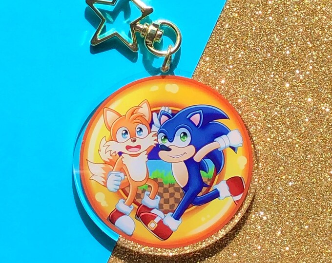 Sonic and Tails Ring Video Game Acrylic Keychain A Grade - Etsy