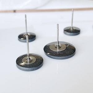 Graphite Grey Minimalist Studs, Tiny Small Medium Large Round Studs for ...