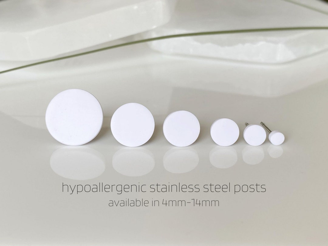 Minimalist Matte White Studs, Tiny Small Medium Large Round Studs for ...