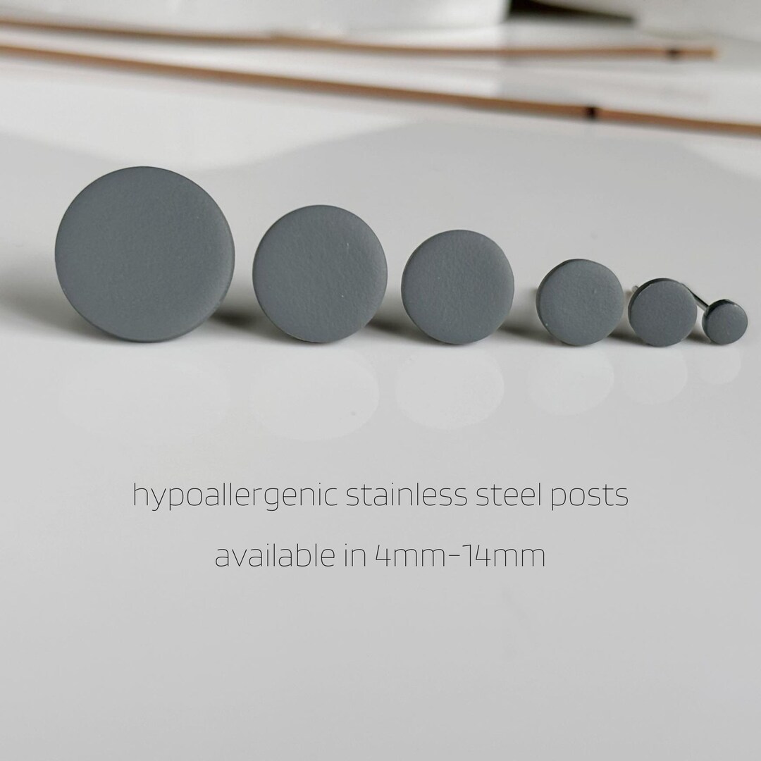 Slate Grey Minimalist Studs, Tiny Small Medium Large Round Studs for ...