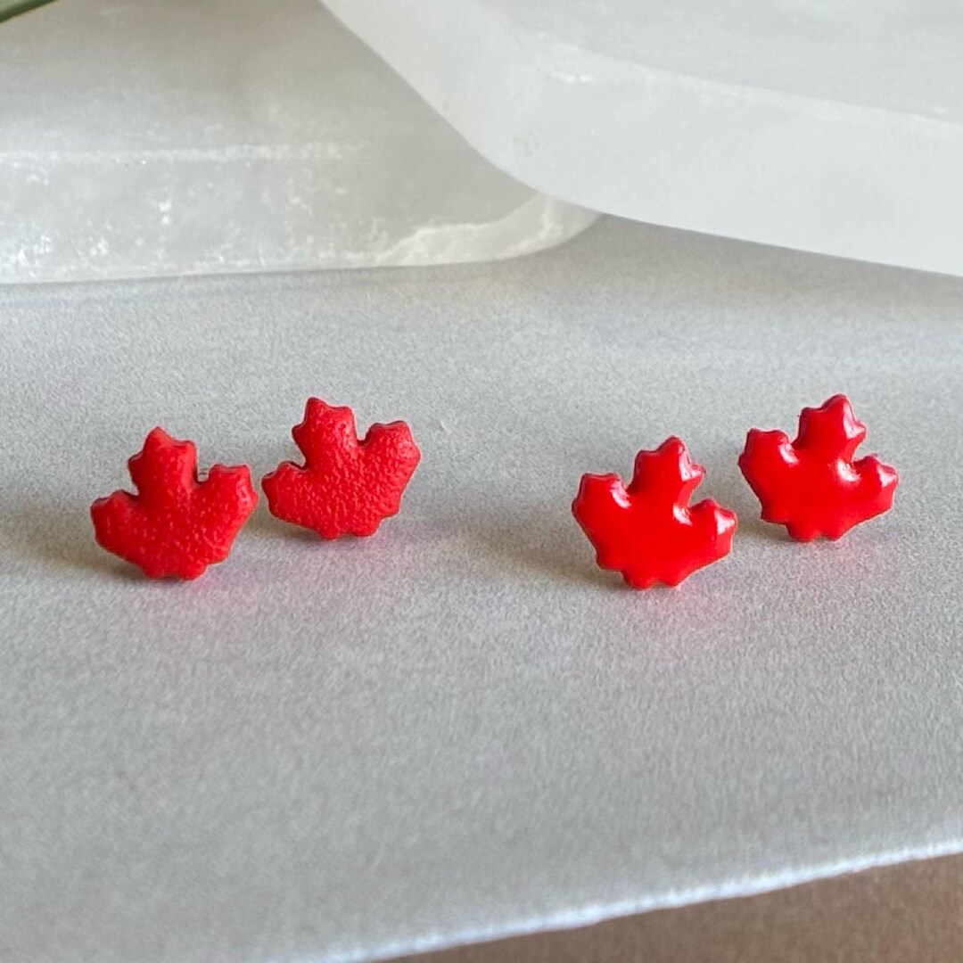Maple Leaf Studs, Canadian Flag Earrings, Canada Hypoallergenic ...