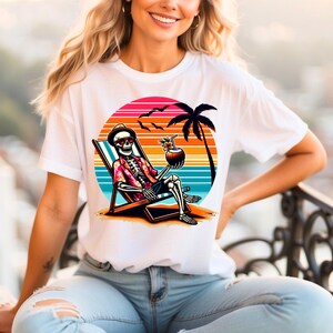 Tropical Skeleton Shirt Design Funny Beach Skeleton Digital Download ...