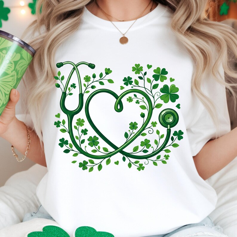 Lucky Nurse Stethoscope Shamrock Png,nuse Life Patrick's Day Design - Etsy