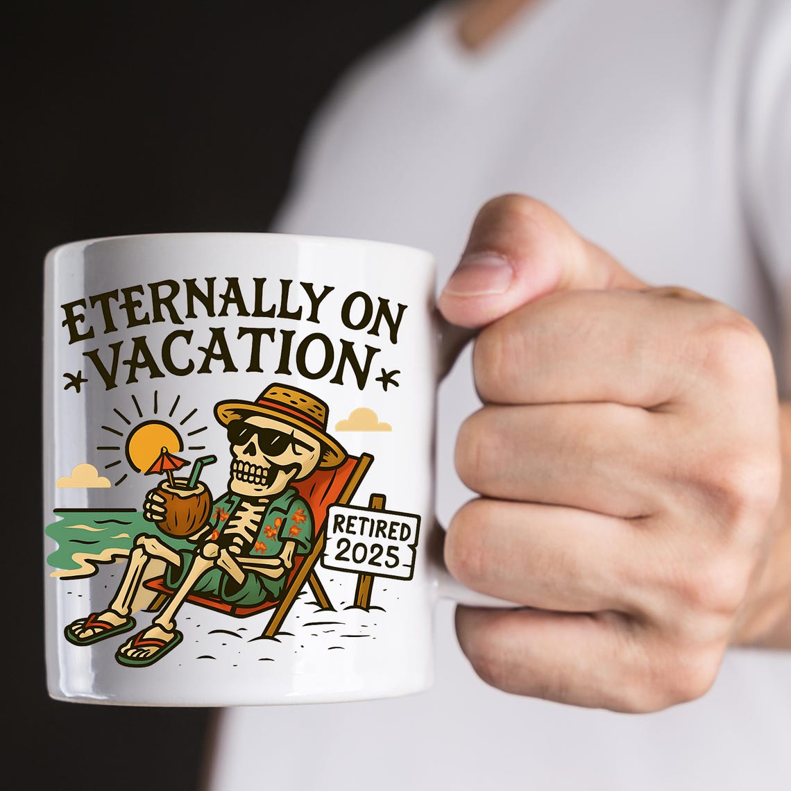 Funny Retirement Clipart: Spooky Skeleton Vacation Design (PNG, SVG ...