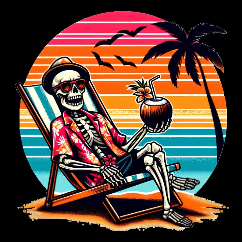 Tropical Skeleton Shirt Design Funny Beach Skeleton Digital Download ...