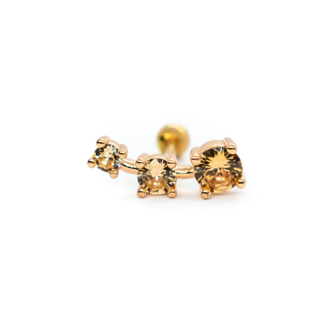 Curved Helix Cartilage Ear Piercing Internal Thread - Rose Gold 16g ...