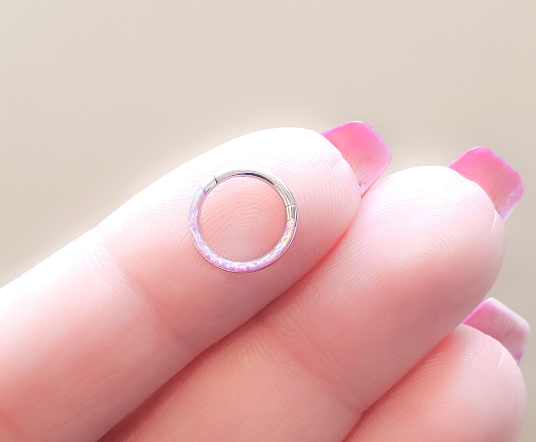 Septum Ring, Septum Ring Opal, Pink Opal Septum Ring Surgical Steel ...