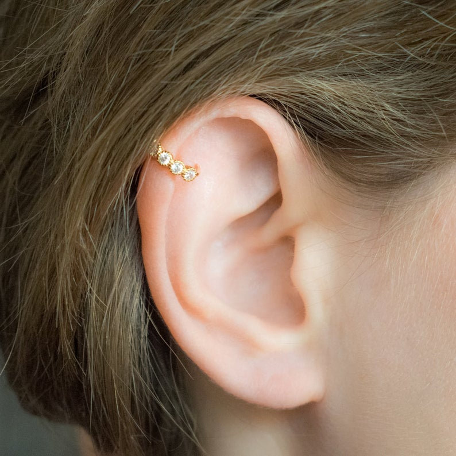 Helix Earring-rose Gold Helix-rose Gold CZ Helix Hoop Earring-rose Gold ...