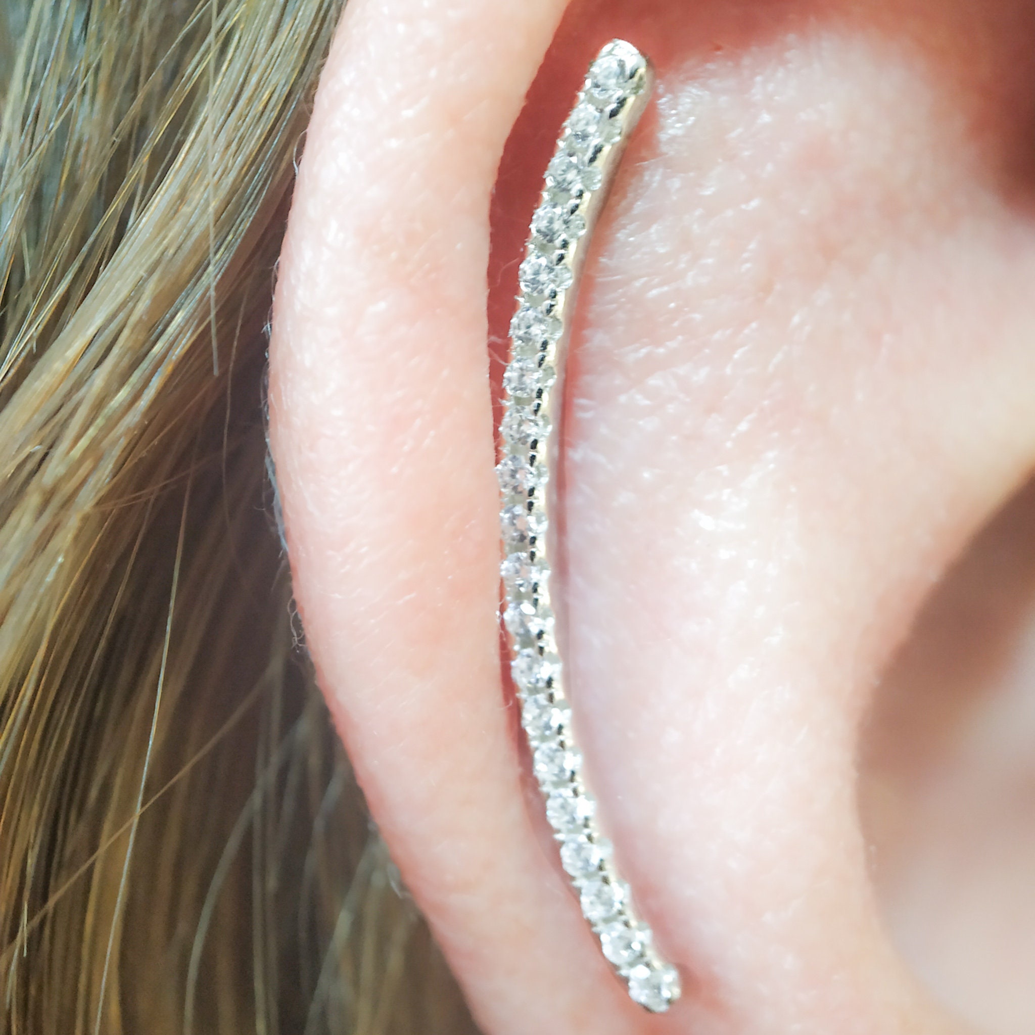 Helix Earring Long Curved Helix Piercing Sterling Silver | Etsy