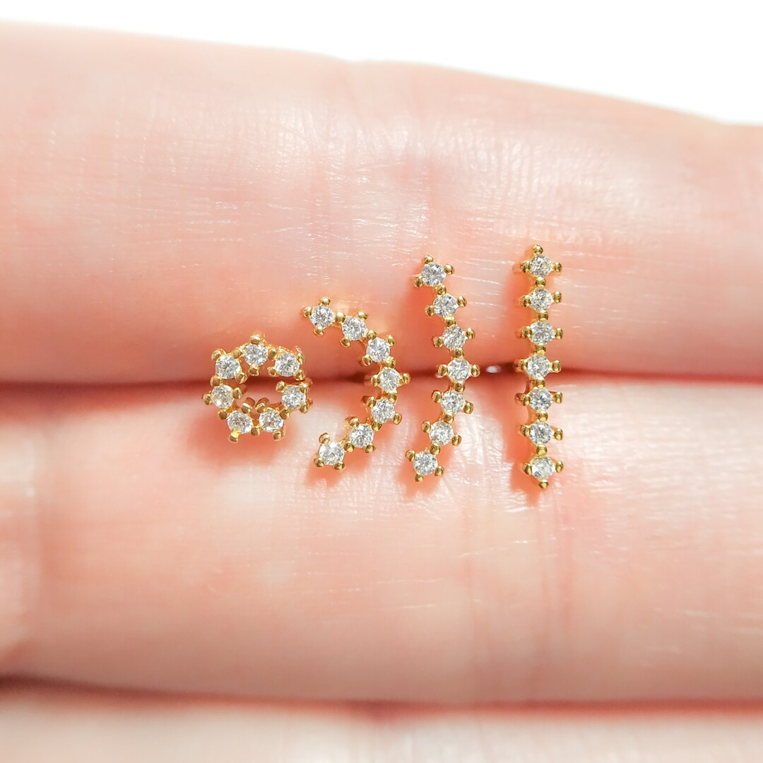 4 Studs Set - Irregular Mismatched Studs Set - Multiple Piercing ...