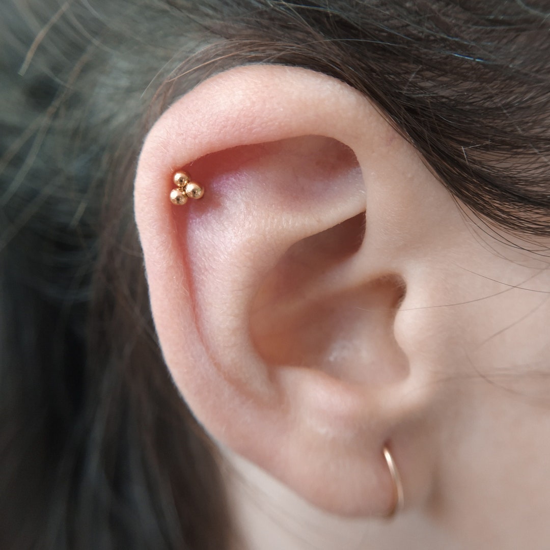 Triple Ball Internally Threaded Helix Piercing- Tragus Conch Labret ...