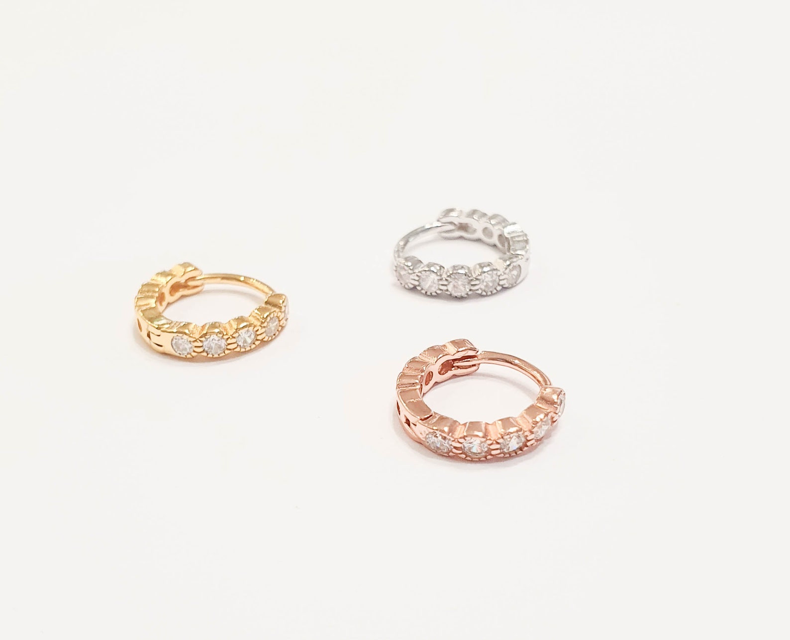 Helix Earring-rose Gold Helix-rose Gold CZ Helix Hoop Earring-rose Gold ...
