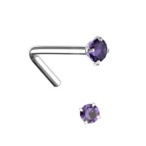 Purple CZ Nose Stud - Tiny Stone Nose Stud - Small Nose Stud - 22g Nose ...