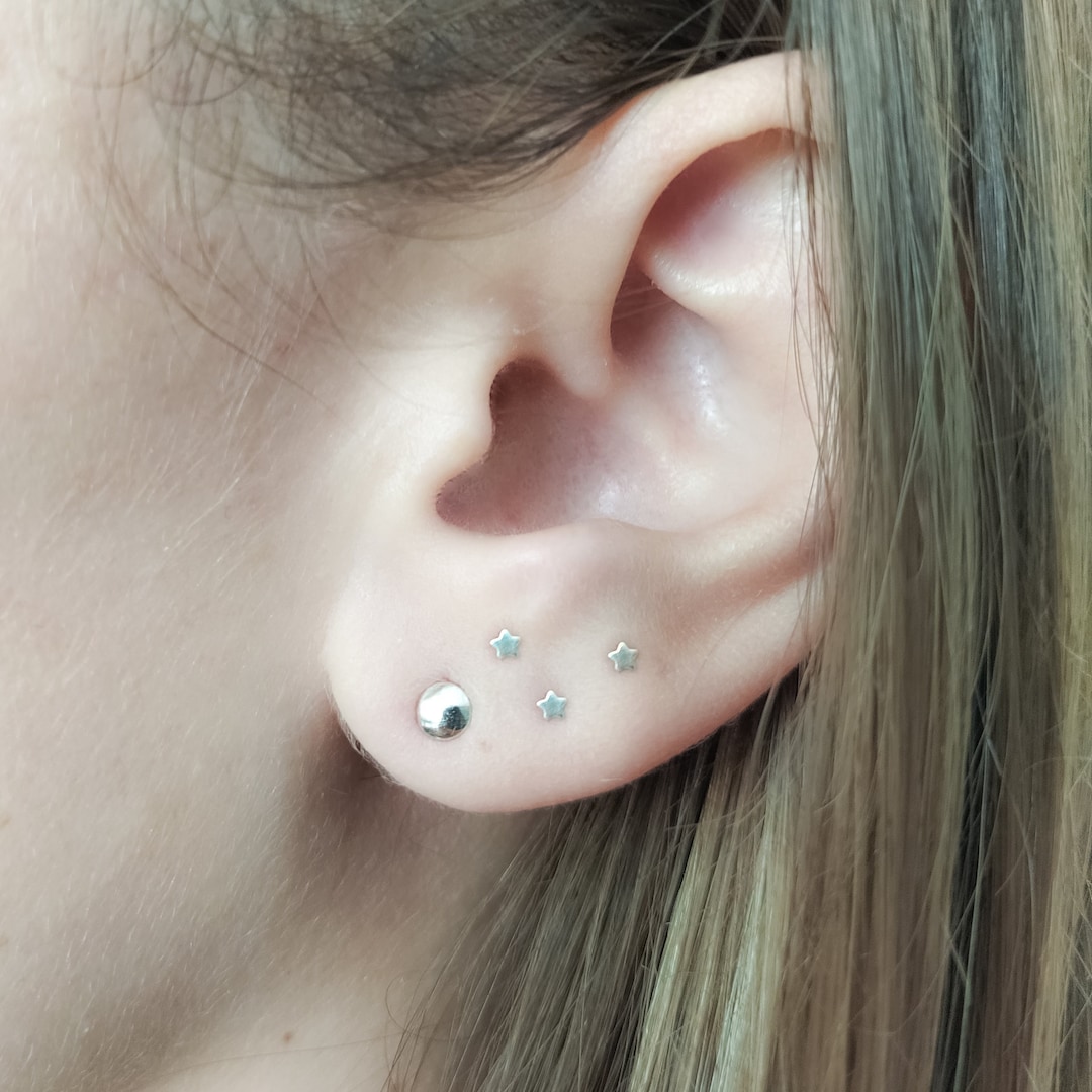 2mm Stud Earrings Sterling Silver - Teeny Tiny Earrings Studs - Star ...