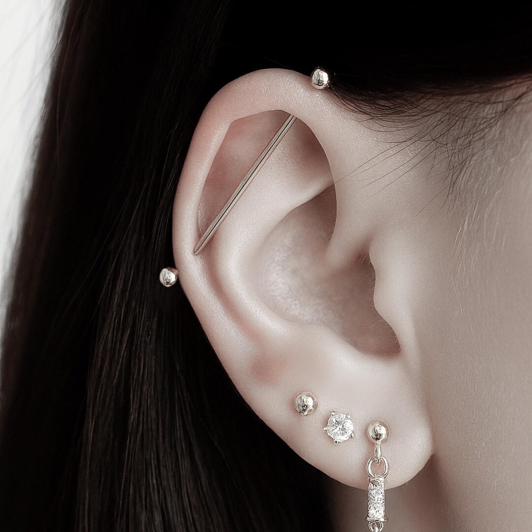 16g Industrial Barbell-silver Industrial Piercing-silver 16g Industrial ...