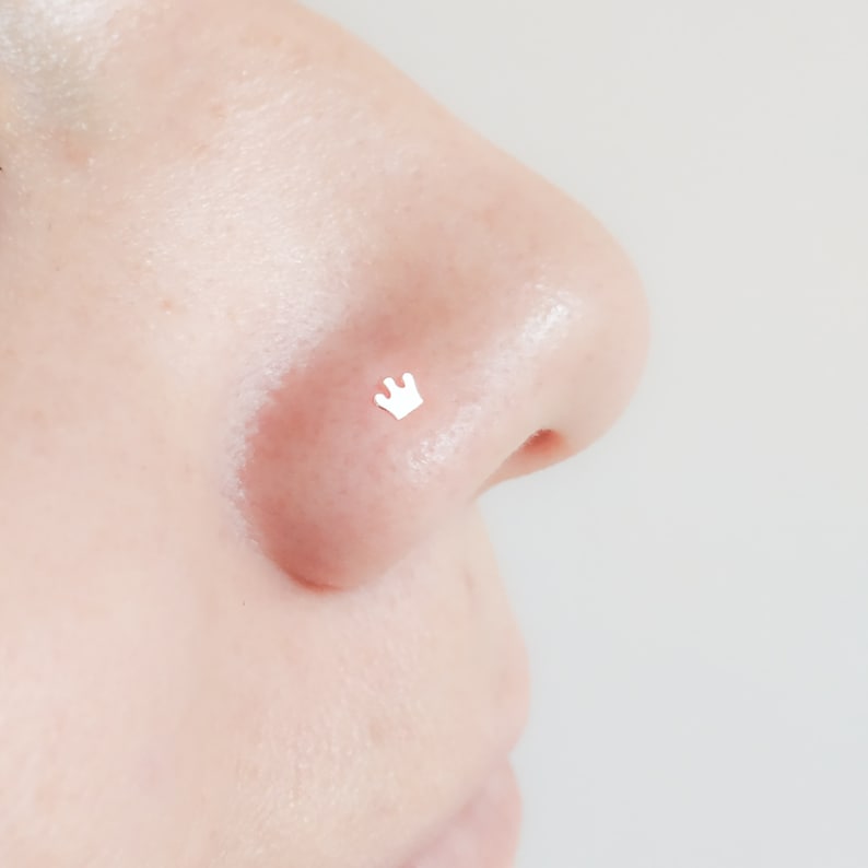 Nose Stud Silver Tiny Sterling Silver Crown Nose Stud Nose | Etsy