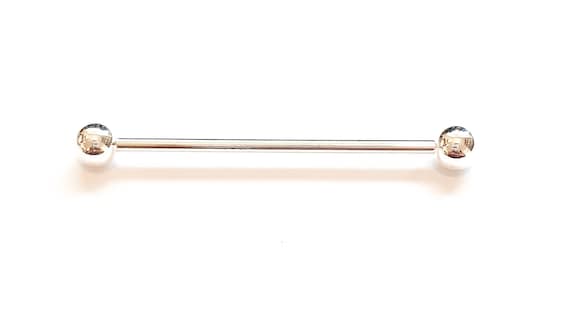 16g Industrial Barbell White Silver White Silver Industrial Piercing 16g 35mm 316L Surgical Steel