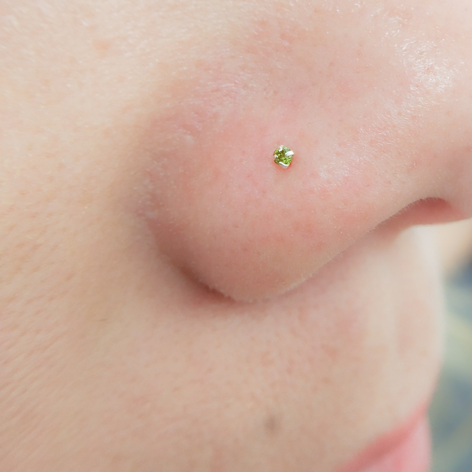 Tiny Nose Stud 22 Gauge Sterling Silver Peach CZ Stone- 1 Mm Nose Stud ...