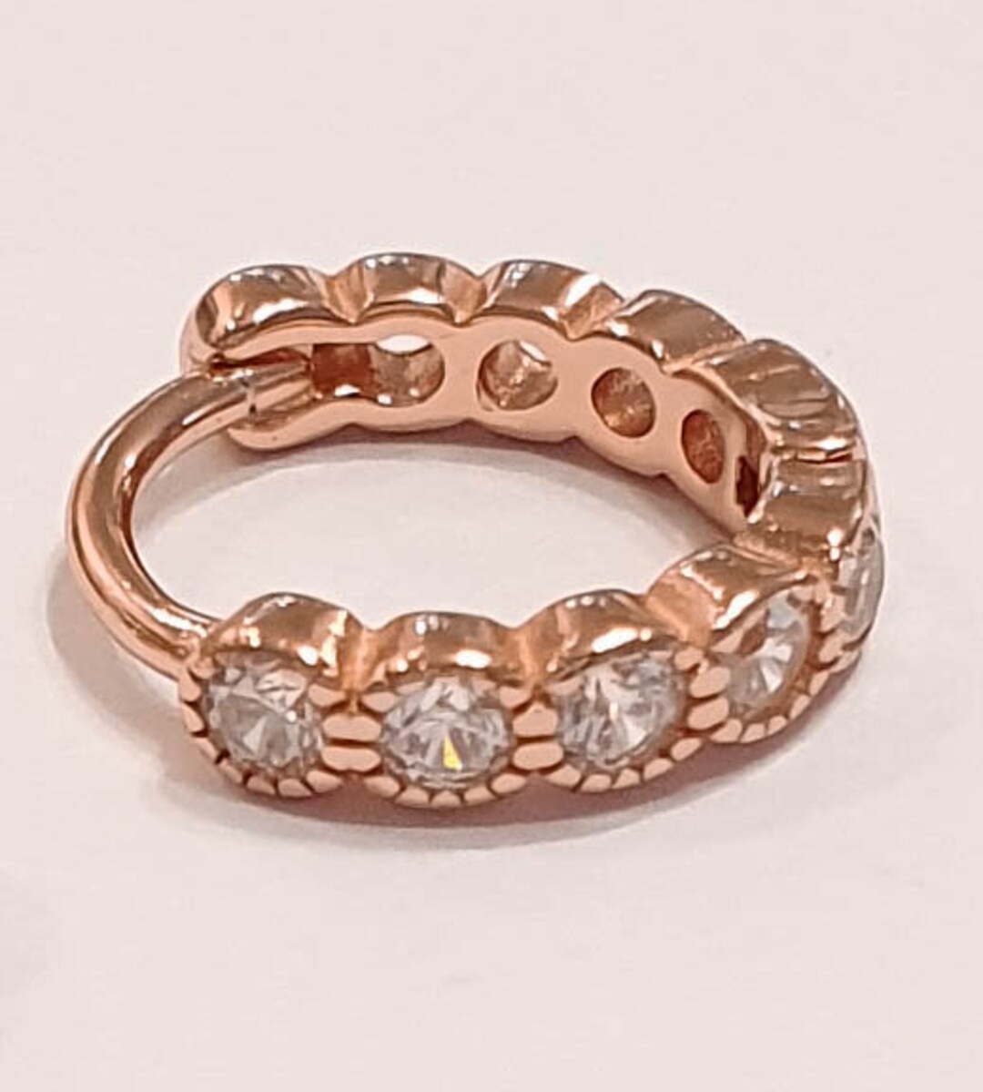 Helix Earring-rose Gold Helix-rose Gold CZ Helix Hoop Earring-rose Gold ...