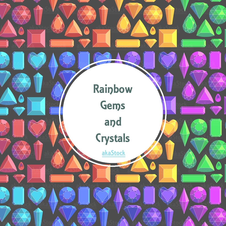 Over 400 Rainbow Gems, Jewels, and Crystals Clip Art, Instant Download ...