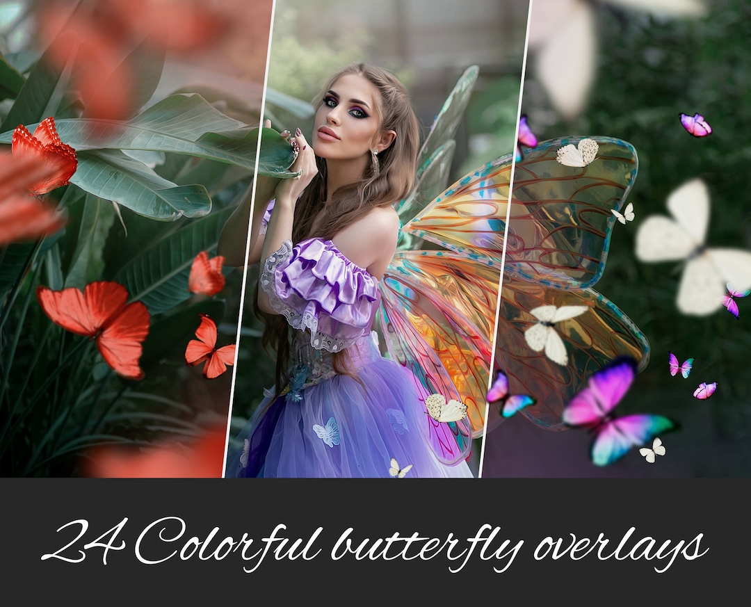 24 PNG Colorful Butterfly Photo Overlays: Red, White, Purple ...