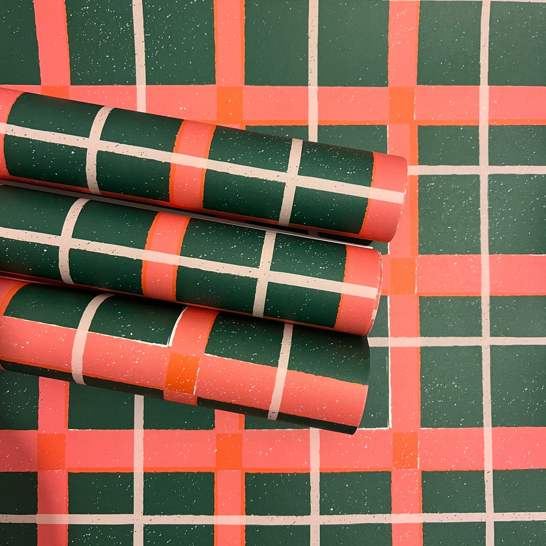 Pink/green Plaid Wrapping Paper - Etsy