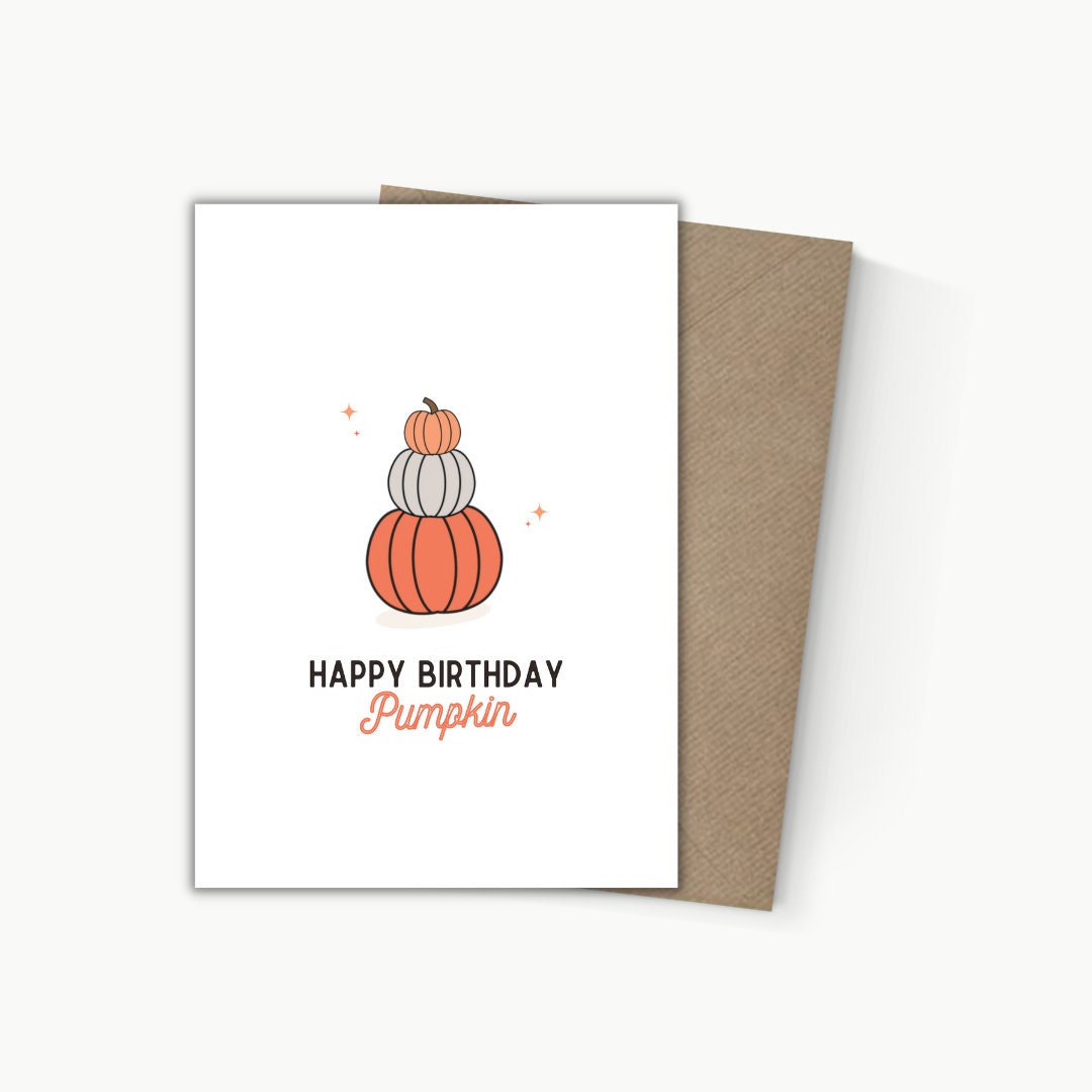 Happy Birthday Pumpkin Card Halloween Autumnal/fall Greetings Card - Etsy