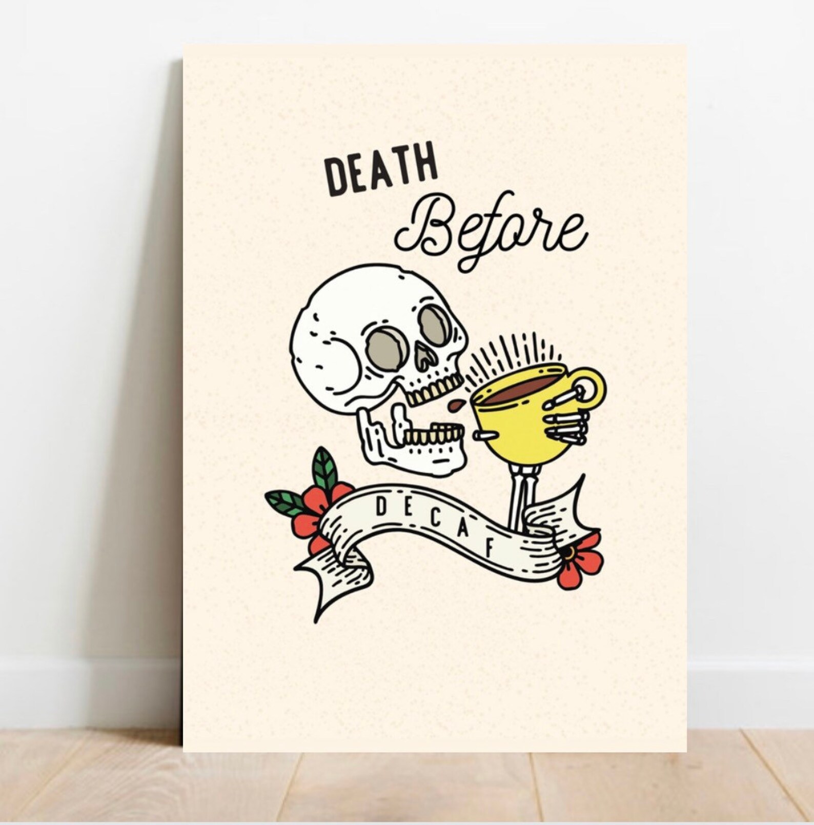 Cream Death Before Decaf Art Print - Etsy