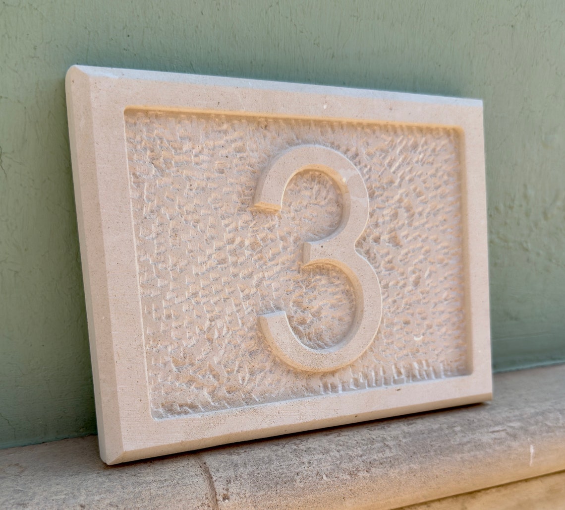 Deep Engraved Stone Limestone Sign House Nameplate Handmade House Sign ...