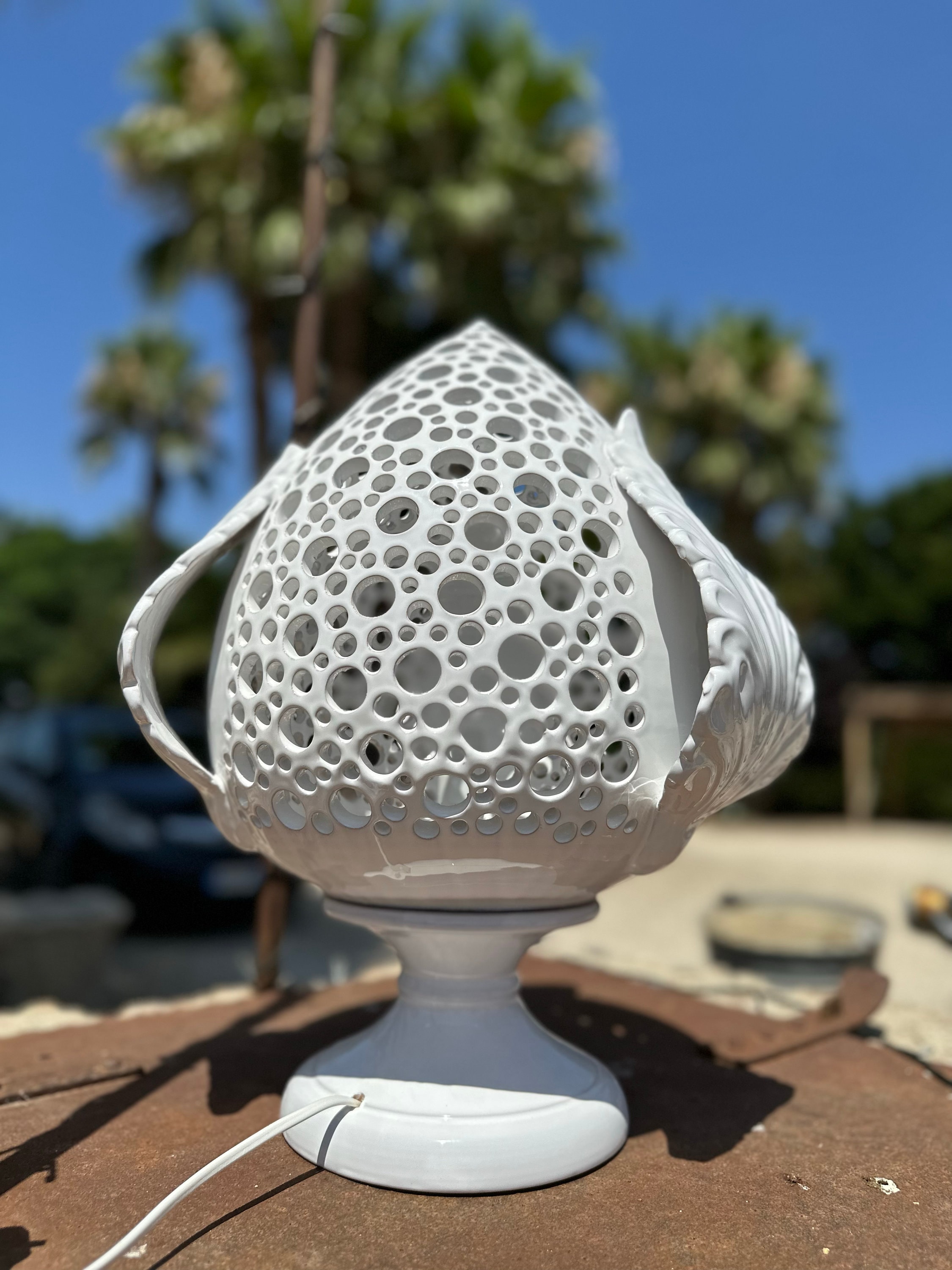 PUMO Perforated Lamp in Apulian Leccese Salentino Ceramic Table Lamp ...