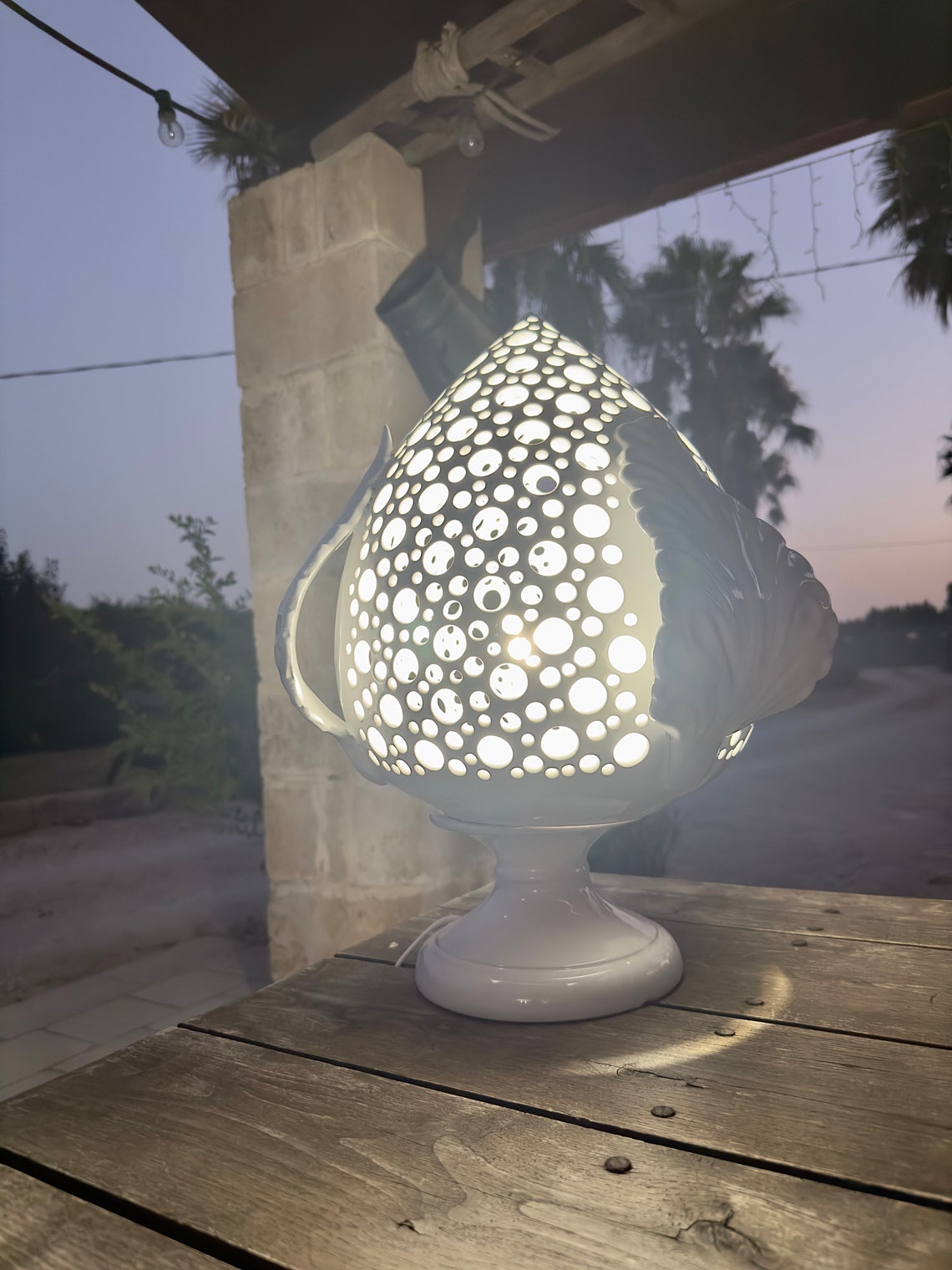 PUMO Perforated Lamp in Apulian Leccese Salentino Ceramic - Etsy
