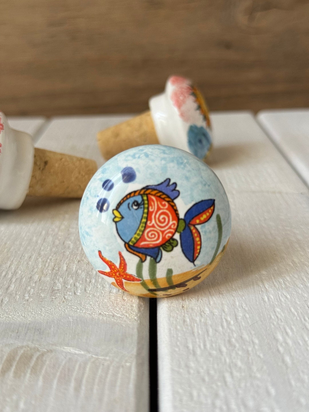 Ceramic Set| 3 Bottle Caps| Hand-decorated| Made in Italy| Wine Cap ...