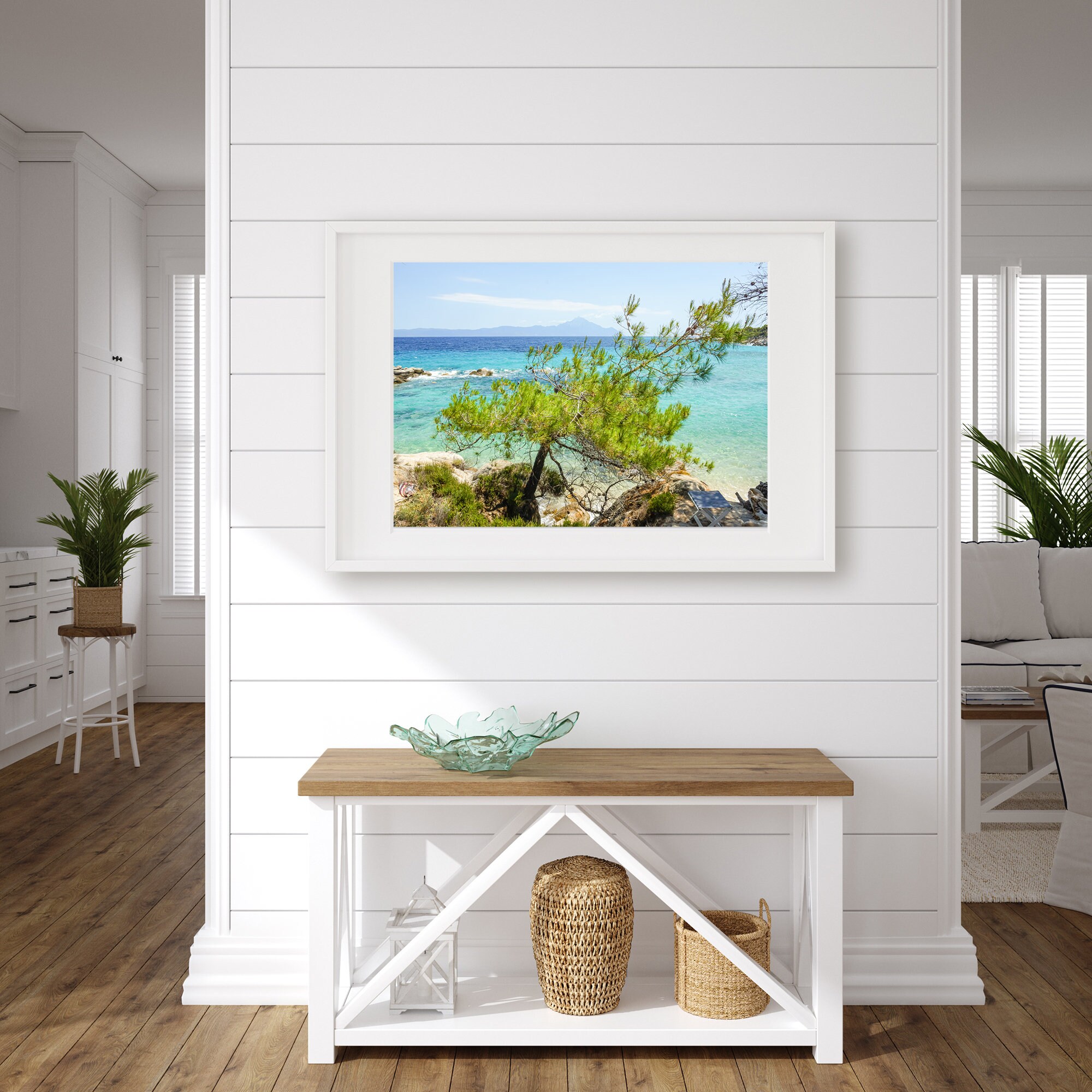 Coastal Pine Tree Print, Fine Art Greece Photography Print, Turquoise ...
