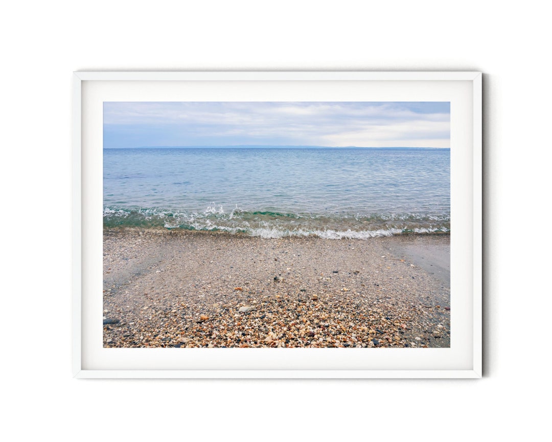Pebble Beach Print, Fine Art Beach Photography, Calm Ocean Waves Photo ...