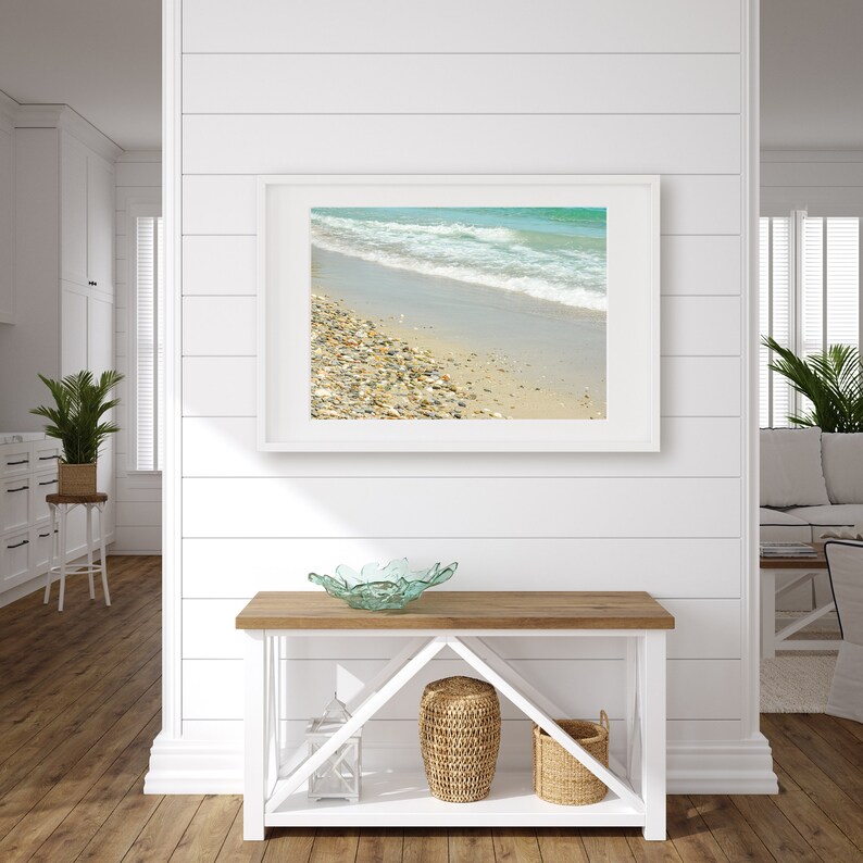 Pebble Beach Print, Fine Art Beach Photography Print, Calm Ocean Waves ...