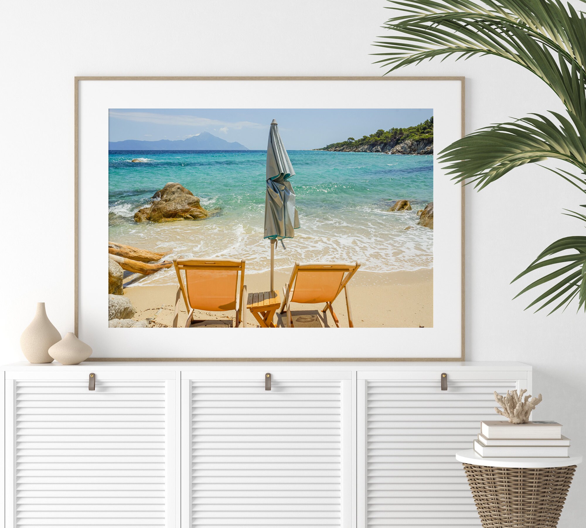 Tropical Beach Chair Print, Fine Art Beach Photography Print, Greek ...