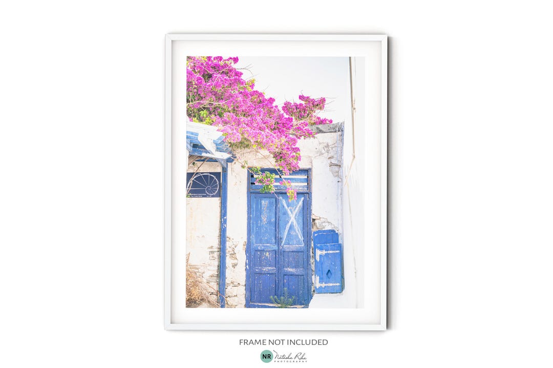 Greek Islands Print, Fine Art Greece Photography, Rustic Blue Door Wall ...