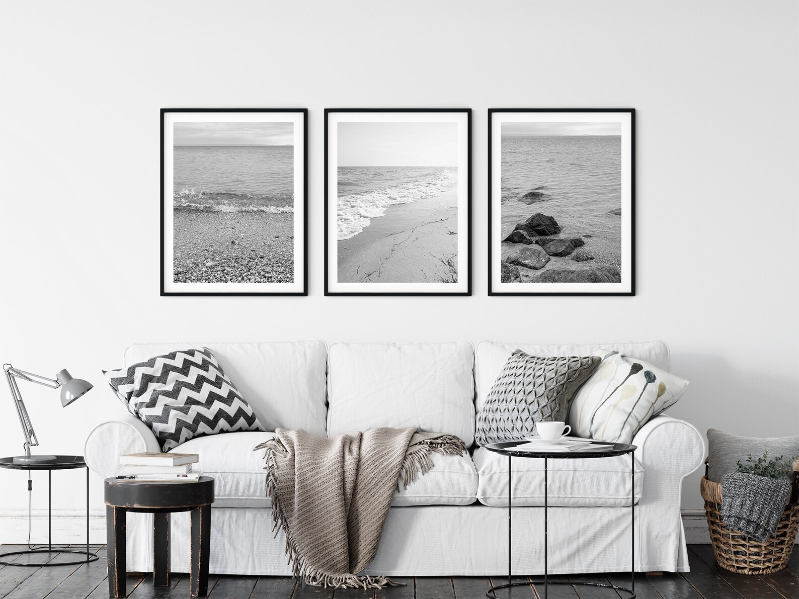 Black and White Beach Gallery Wall Set of 3 Prints, Fine Art Beach ...