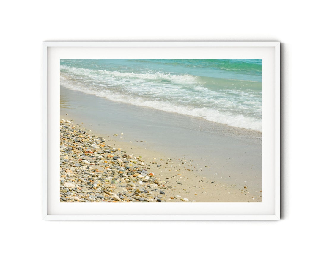 Pebble Beach Print, Fine Art Beach Photography Print, Calm Ocean Waves ...