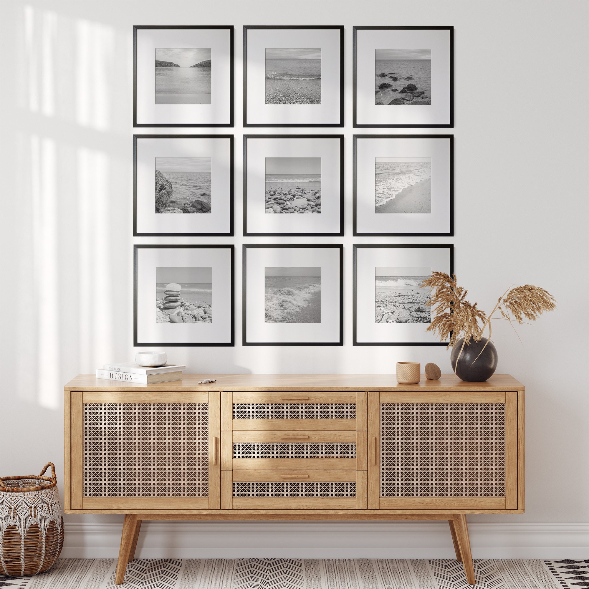 Black and White Beach Gallery Wall Set of 9 Prints, Fine Art Beach ...