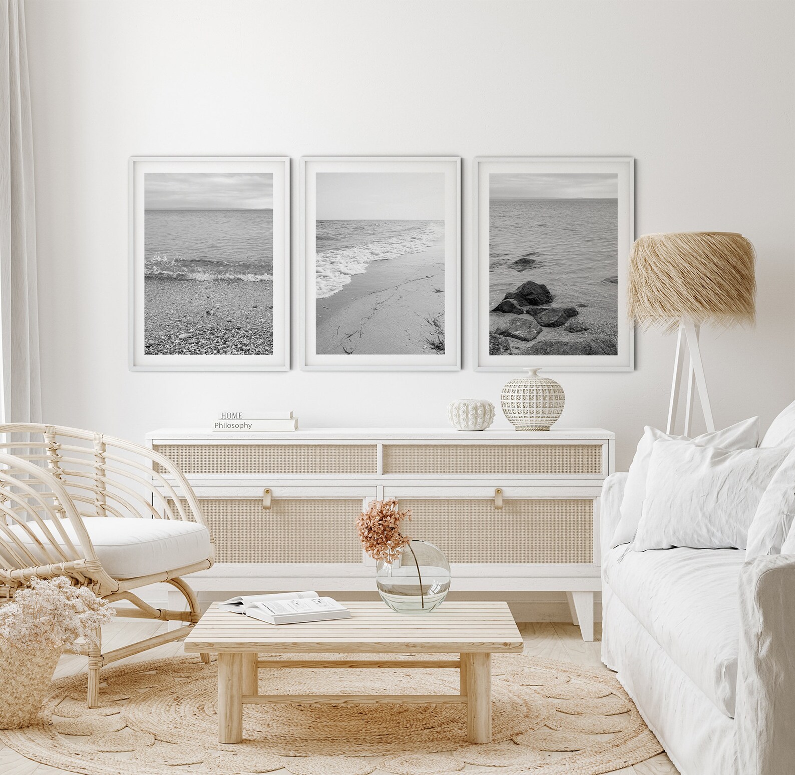 Black and White Beach Gallery Wall Set of 3 Prints, Fine Art Beach ...