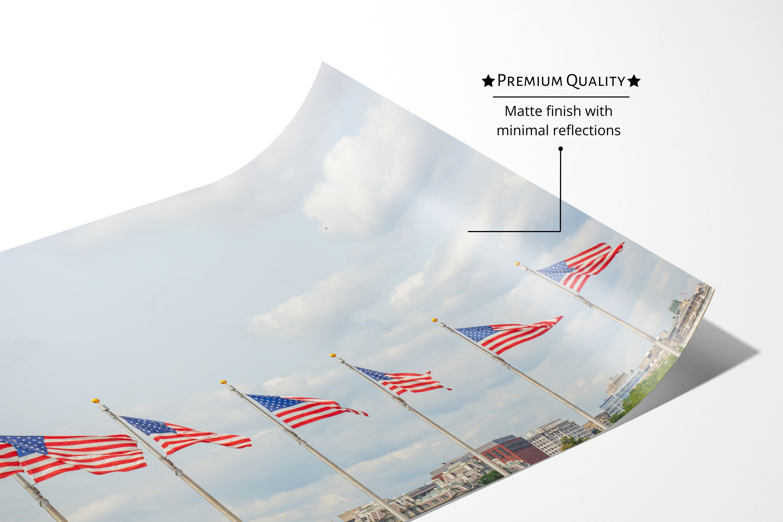 Skyline of Washington DC Print, American Flag Photo, United States ...