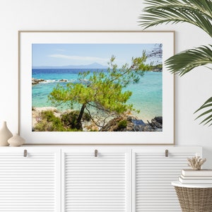Coastal Pine Tree Print, Fine Art Greece Photography Print, Turquoise ...