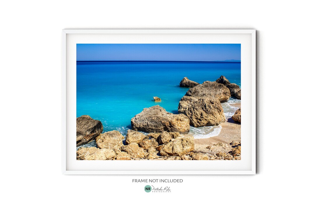Turquoise Ocean Print, Fine Art Beach Photography, Lefkada Greece Art ...